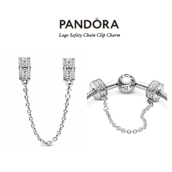 Pandora | Jewelry | Pandora Logo Safety Chain Clip Charm Wbox | Poshmark